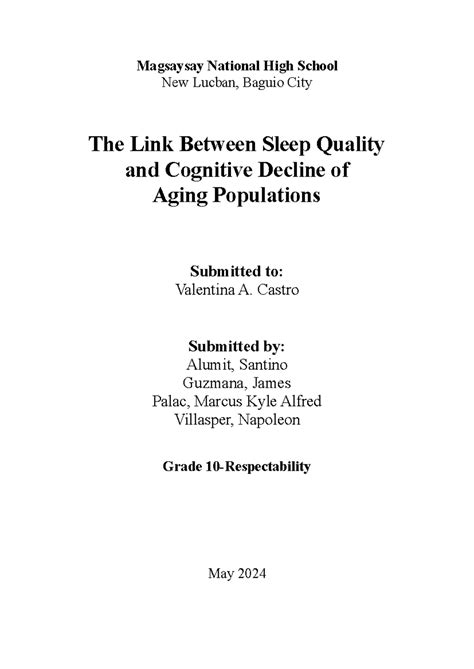 The Link Between Sleep Quality And Cognitive Decline In Ageing