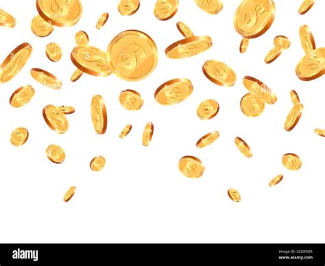 Realistic Falling Coins Gold 3d Coin Falling Down Jackpot Dollar