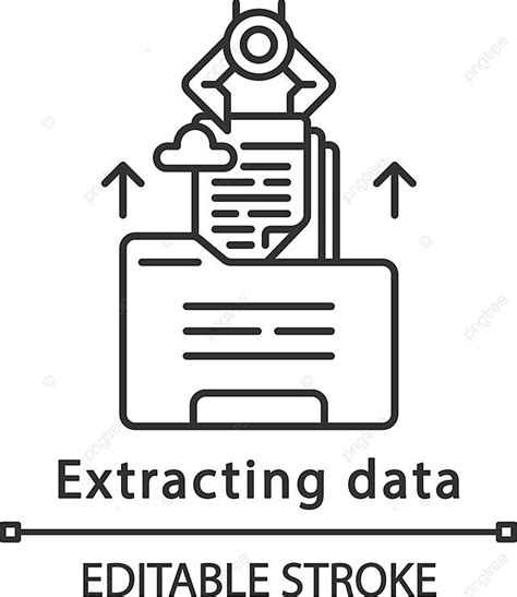 Extracting Data Linear Icon Line Robot Rpa Vector Line Robot Rpa Png