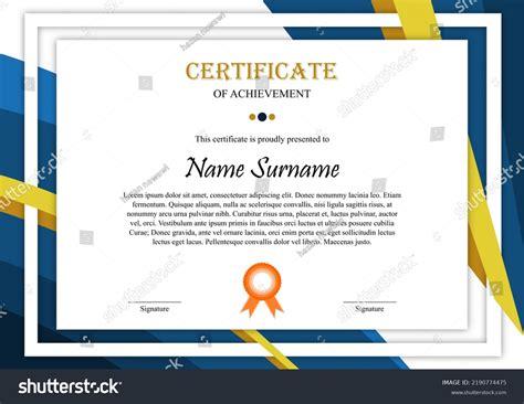 Sample Award Certificate Format Student Employee Stock Vector Royalty