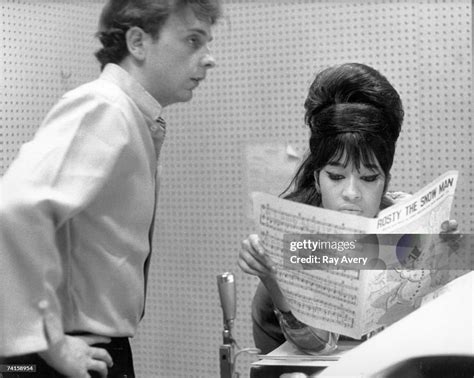 Ronnie Spector Of The Vocal Trio The Ronettes With Phil Spector While