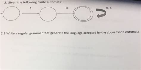 Solved 2 Given The Following Finite Automata 0 0 1 2 1