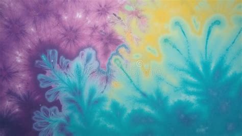 Colorful Tie Dye Fabric In Purple Teal And Yellow Swirls Stock