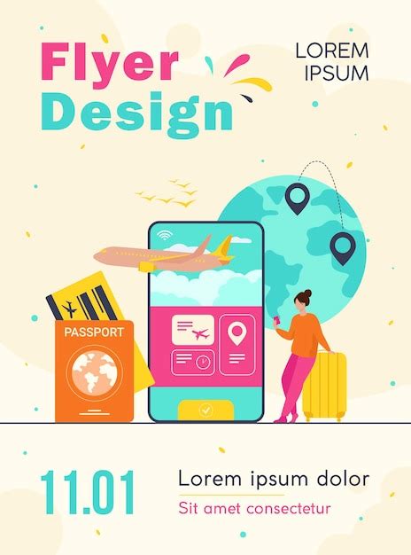 관광 전단지 템플릿 온라인 앱 무료 벡터