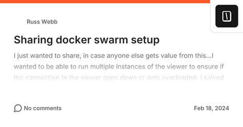 Sharing Docker Swarm Setup