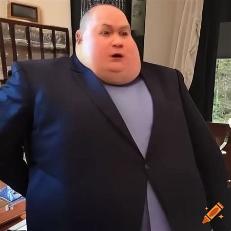 Handsome Heavyset Man Middle Age Wearing A Tight Suit Got Even