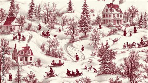 2408 28 A Vintage Inspired Christmas Toile De Jouy Seamless Pattern