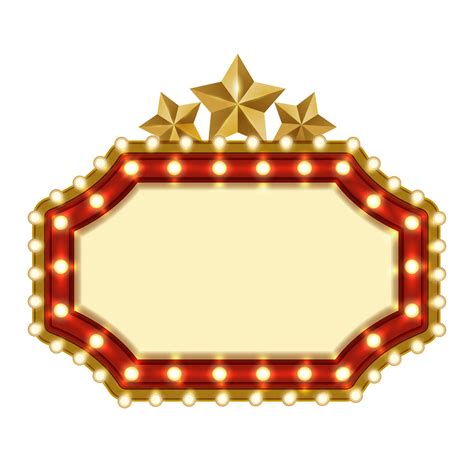 Retro Frame With Light Bulbs And Stars 48895355 Png