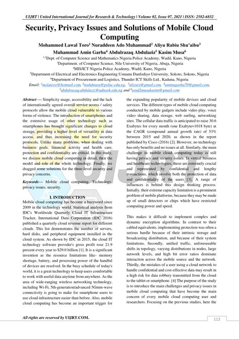 Pdf Security Privacy Issues And Solutions Of Mobile Cloud Computing