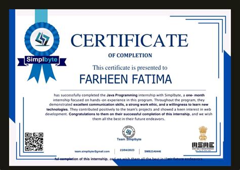 farheen fatima on linkedin javaprogramming intern internship