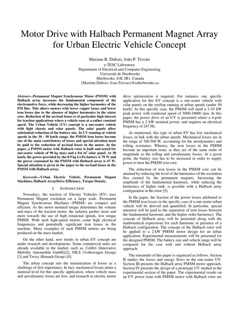 Pdf Motor Drive With Halbach Permanent Magnet Array For Urban