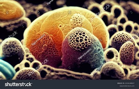 Microscopic Image Human Alien Cells Inside Stock Illustration