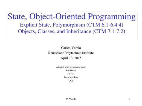 State, Object-Oriented Programming Explicit State, Polymorphism (CTM 6 - ppt download