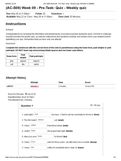 Ac S09 Week 09 Pre Task Quiz Weekly Quiz Ingles Iv 25866 Pdf