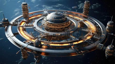 Orbital Space Station In Space Near Earth Stock Image Image Of