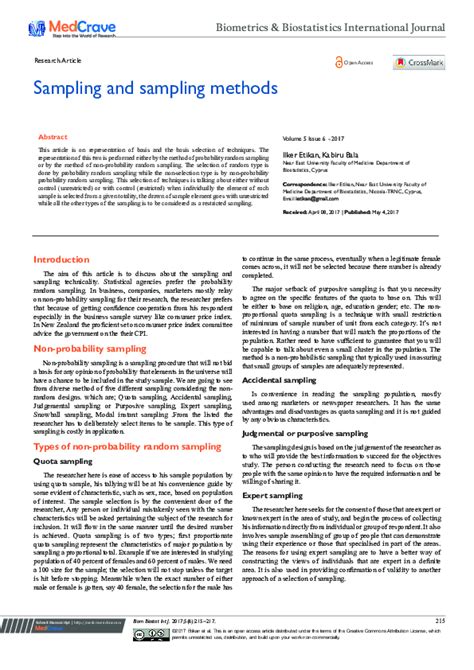 Pdf Sampling And Sampling Methods