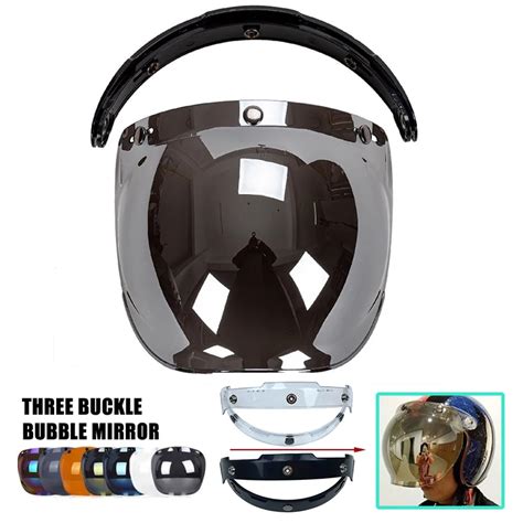 Visera De Burbuja Para Casco De Motocicleta Visera Vintage De Cara Abierta Abatible Hacia Arriba