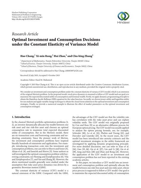 pdf optimal investment and consumption decisions under the constant