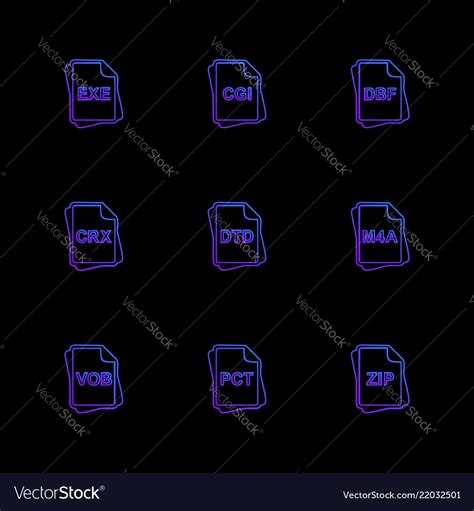 File Type Files Documents Eps Icons Set Royalty Free Vector