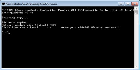 exporting data using bcp