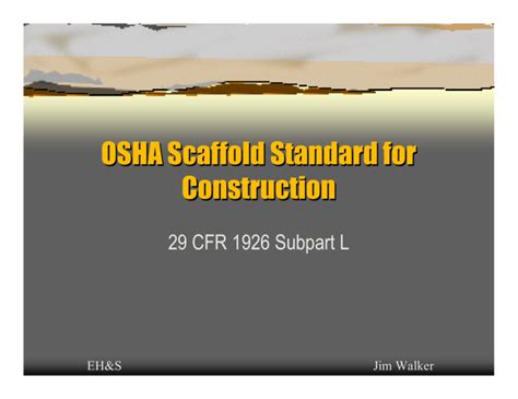 Osha Scaffold Standard For Construction 29 Cfr 1926 Subpart L