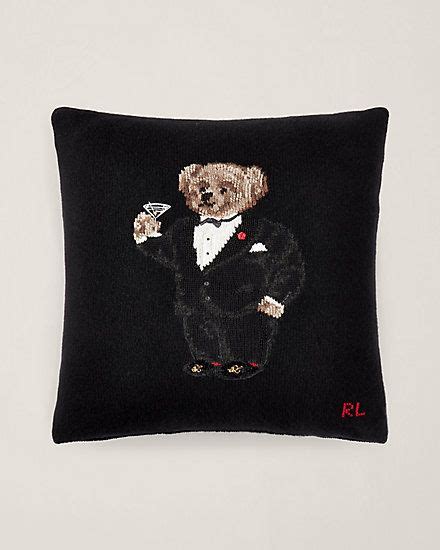 Martini Polo Bear Throw Pillow Coussin Ralph Lauren Laine