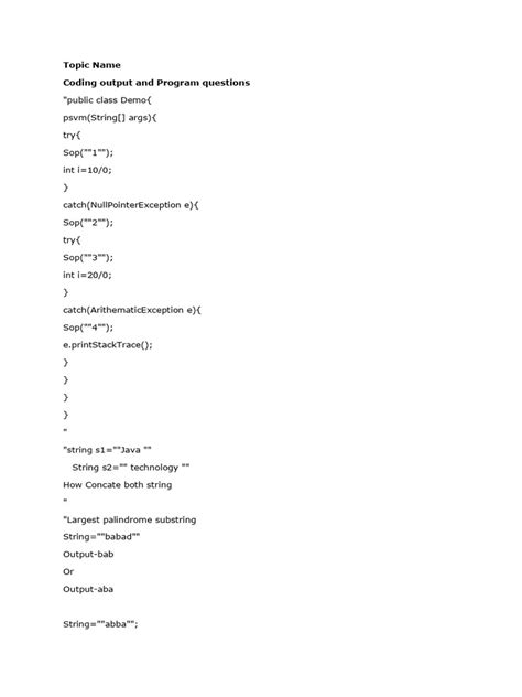 coding output and program question pdf string computer science