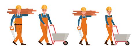 빌더 사람들은 캐릭터 벡터 디자인을 작업합니다 감정과 다양한 행동의 프리젠 테이션 건설 산업에 대한 스톡 벡터 아트 및 기타