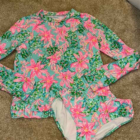 Lilly Pulitzer Swim Lilly Pulitzer Pink And Green Turtle Rashguard