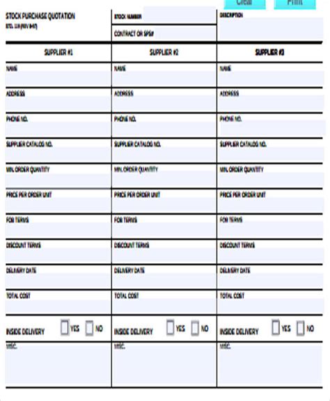 FREE Purchase Quotation Samples In MS Word PDF