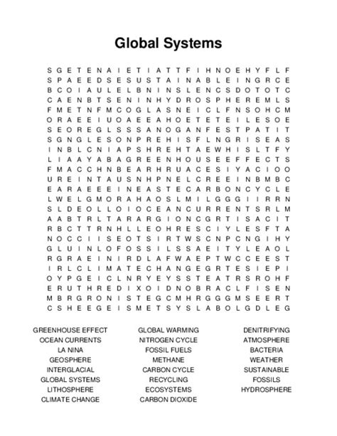 Global Systems Word Search