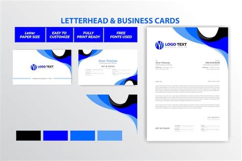추상적인 레터헤드와 명함 디자인 프리미엄 벡터