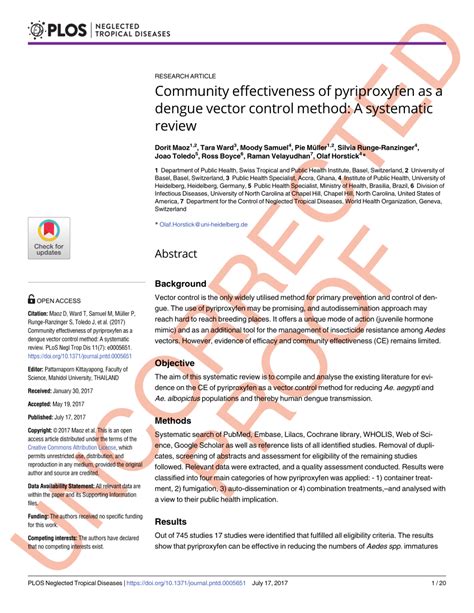 Pdf Community Effectiveness Of Pyriproxyfen As A Dengue Vector