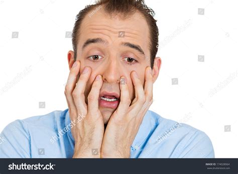 Closeup Portrait Of Shocked Horrified Worried Stressed Young Guy