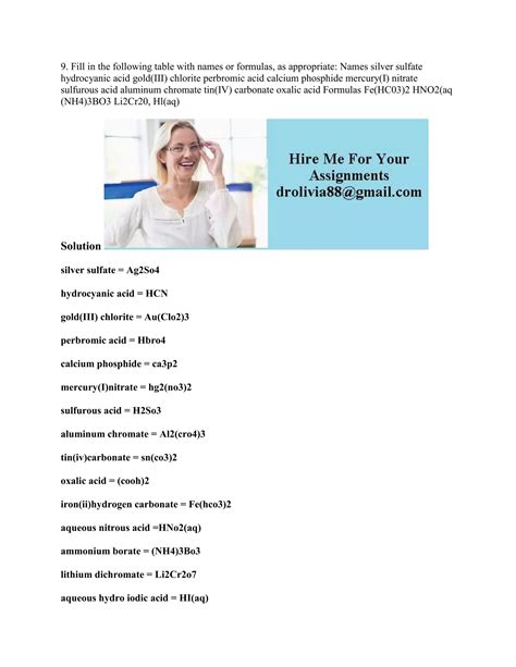 9 fill in the following table with names or formulas as appropriate docx