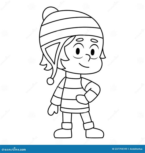Gráfico De Niños De Invierno De Dibujos Aislados Ilustración Del Vector
