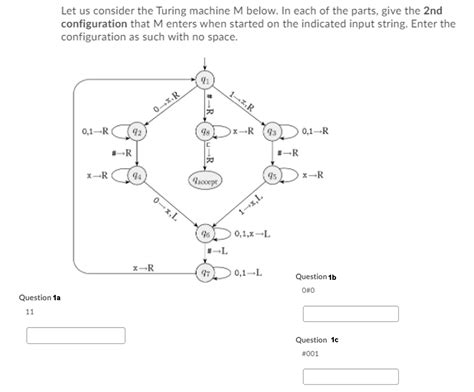 solved let us consider the turing machine m below in each