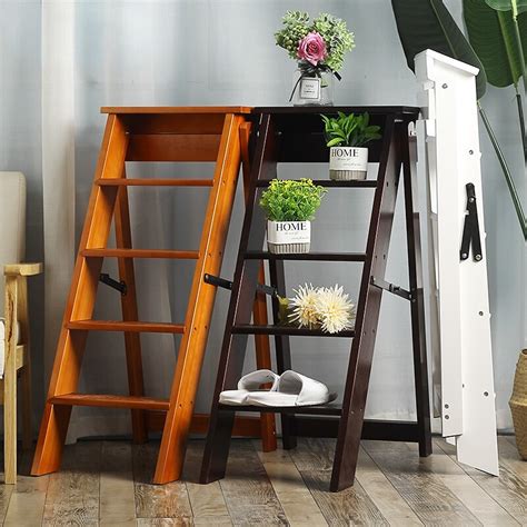 단단한 나무 접이식 사다리 스툴 다기능 실내 헤링본 스텝 스툴 꽃 랙 등반 5 단계 사다리 Aliexpress
