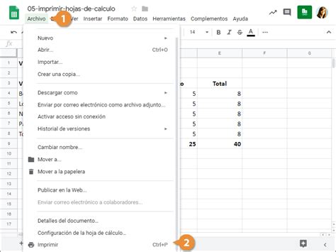Imprimir Hojas De Cálculo Customguide