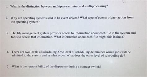 Solved 1 What Is The Distinction Between Multiprogramming