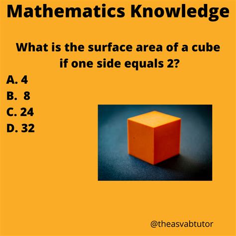 The Asvab Tutor Presents Question On Surface Area Of A Cube The Asvab Tutor