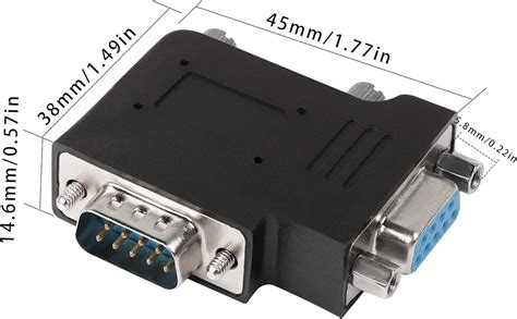 Qianrenon Rs232 Db9 Macho A Hembra Adaptador De ángulo Recto De 90 Grados Conector Db9 En ángulo