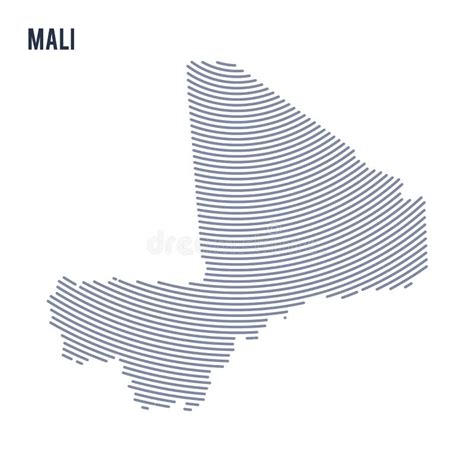 Vector Abstract Hatched Map Of Mali With Curve Lines Isolated On A White Background Stock