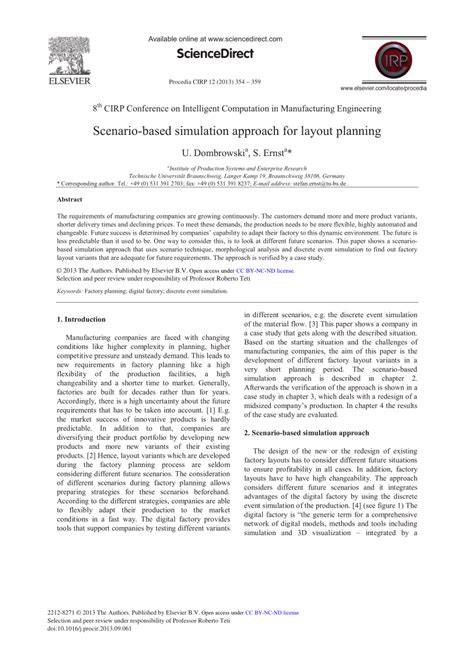 Pdf Scenario Based Simulation Approach For Layout Planning