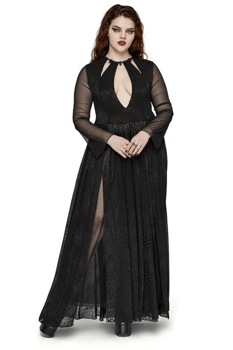 sexy mesh gothic dress with spiderweb and python pattern