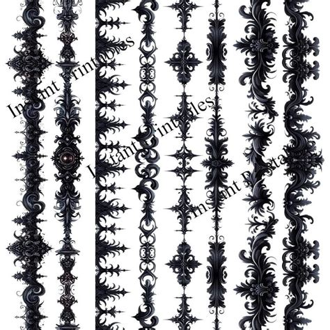 Dark Gothic Borders 8 Frames Ornate Style Clipart Digital Download