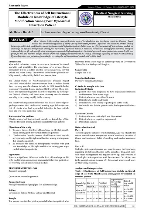 Pdf The Effectiveness Of Self Instructional Module On Knowledge Of Lifestyle Modification