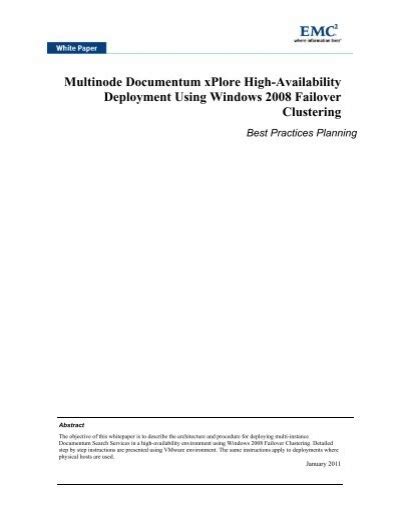 Multinode Documentum Xplore High Availability Deployment Using