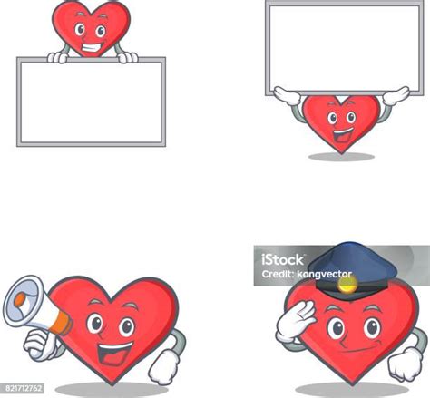 심장 문자 보드 확성기 경찰 벡터 일러스트 레이 션의 설정 감정에 대한 스톡 벡터 아트 및 기타 이미지 감정 개념 개념과