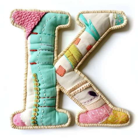 Letters K Pattern Textile White Background Premium Ai Generated Image